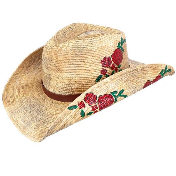 Peter Grimm | Accessories | Peter Grimm Hand Painted Roses Straw Western Drifter Cowboy Hat ...